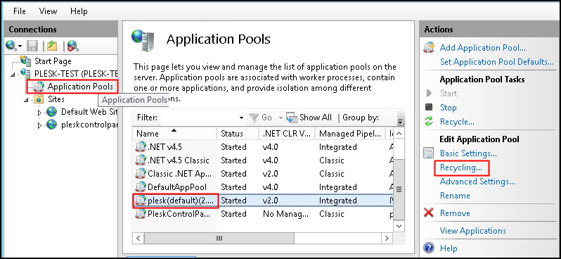 How to set periodic recycling for application pool in IIS - Diadem Technologies : Support ...